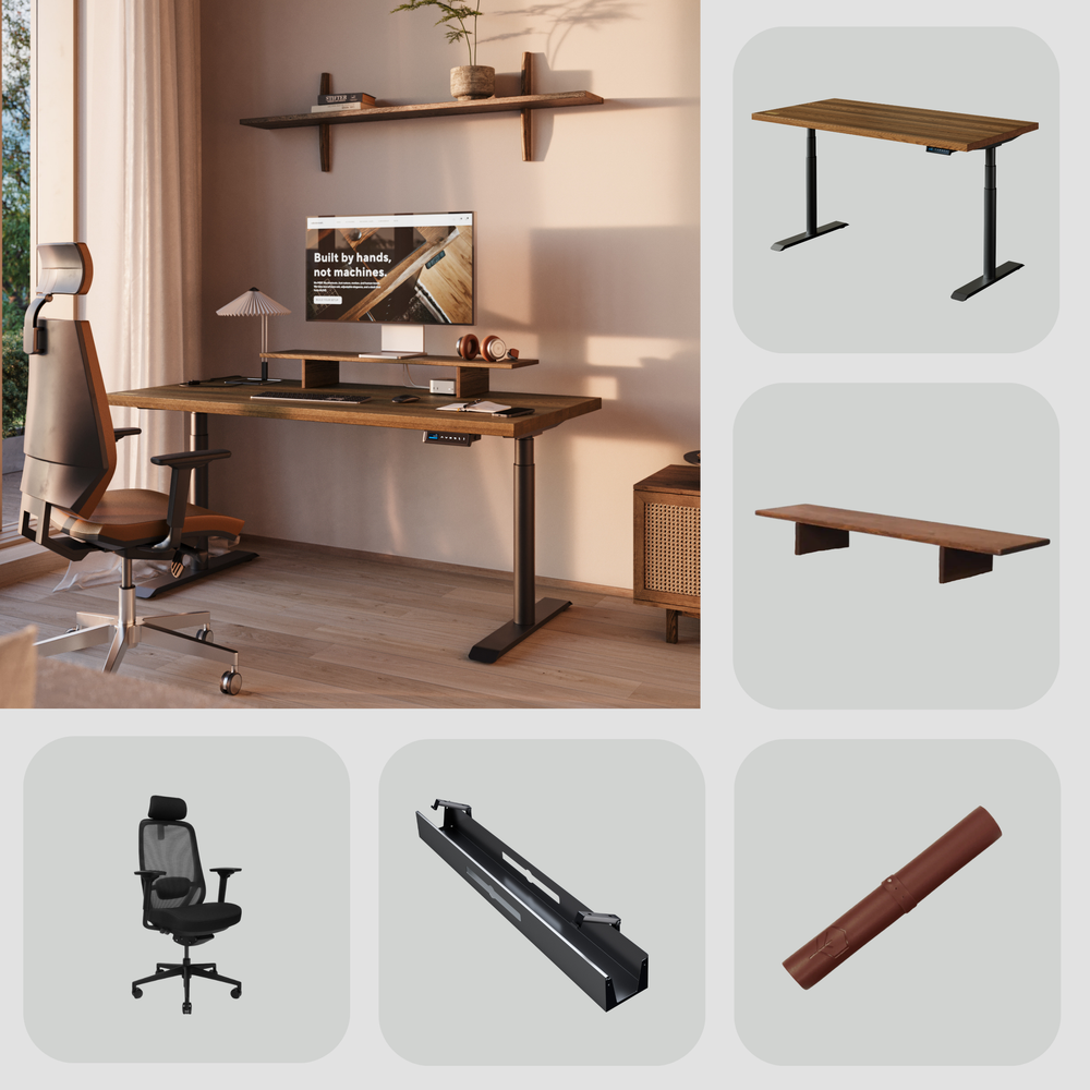 Stand Desk & Accessories | Wooden Stand Desk Bundle | OAKO Denmark